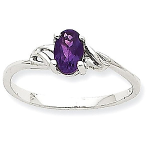 IceCarats 10K White Gold Purple Amethyst Ring Gemstone Band February Birthstone Jewelry Size 7