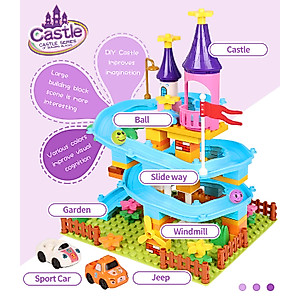 Marble Run Toy Building Sets, 86Pcs Castle Building Duplos for Age 3+, Marbles Track Building Toys, Large Building Bricks Race Track STEM Educational Toys for Toddler Boy Girl Birthday Toys Gifts