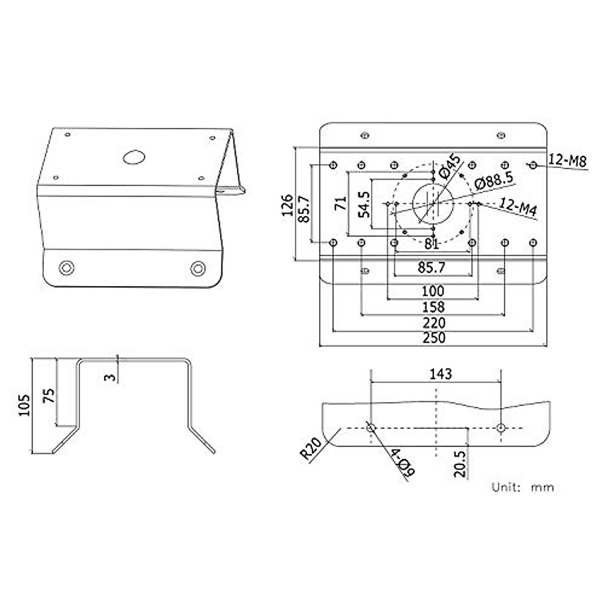 Hikvision DS-1276ZJ cm Universal Corner Bracket for Most Wall Mounts and Cameras PTZ