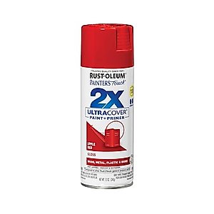 Rust-Oleum 334024 Painter's Touch 2X Ultra Cover Spray Paint, 12 oz, Gloss Apple Red