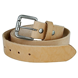 Natural Finish Full Grain Leather Belt with Roller Buckle 1 1/2" (Natural,36)