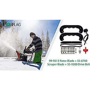 POSFLAG 99-9313 Snow Blower Paddles with 55-8760 Scraper Blade 55-9300 Drive Belt and Hardware Kit for Toro CCR2000, CCR2400, CCR2400R, CCR2400E, CCR2500, CCR2500R, CCR3000R, CCR3000E Snowthrowers