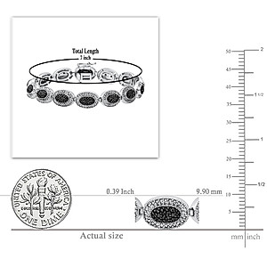 Dazzlingrock Collection 0.20 Carat (ctw) Round Black Diamond Ladies Cluster Style Oval Shape Tennis Bracelet 1/5 CT, 925 Sterling Silver