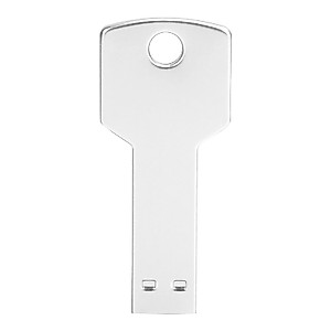 USB Flash Drive, Aluminum Alloy Key Shaped USB 2.0 Memory Stick Pen Drive Silver Thumb Drive, Portable USB Drive(8GB)