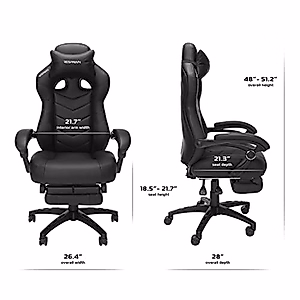 RESPAWN 110 Pro Gaming Chair - Gaming Chair with Footrest, Reclining Gaming Chair, Video Gaming Computer Desk Chair, Adjustable Desk Chair, Gaming Chairs For Adults With Headrest Pillow - Black