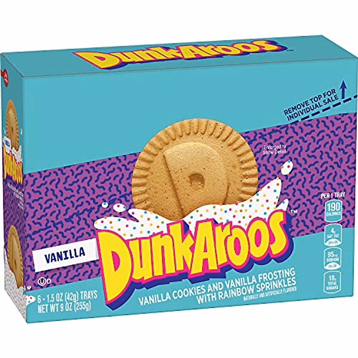 Dunkaroos Vanilla Cookies and Vanilla Frosting with Rainbow Sprinkles, 6 ct