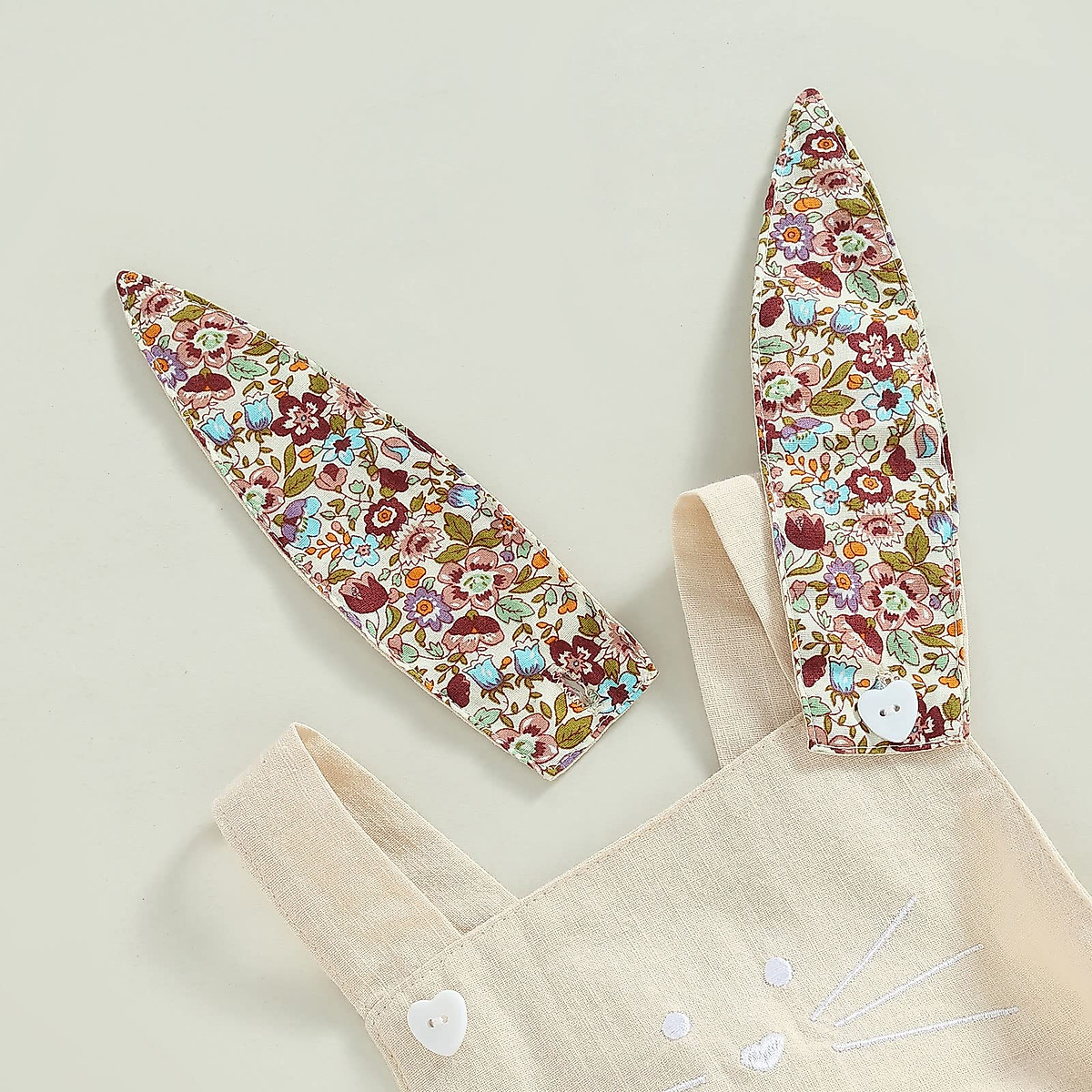 Infant Baby Girl Easter Outfits Short Sleeve Romper Bunny Bodysuit Pompom Jumpsuit Backless Onesie + Hat (D-Light Khaki, 3-6 Months)