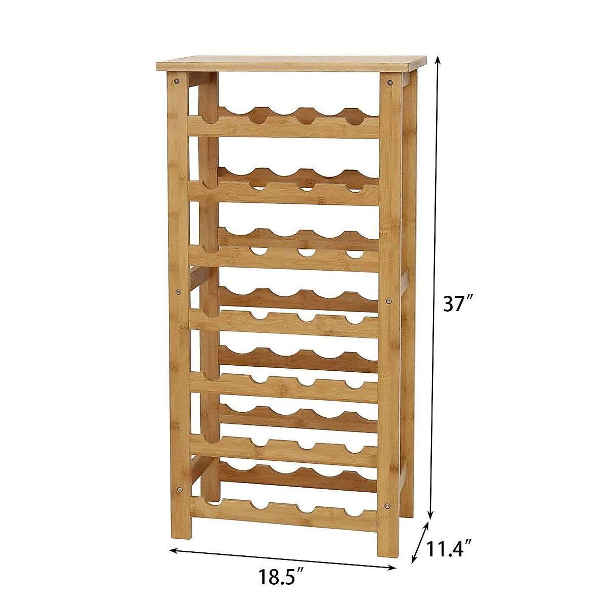 Kinsuite 7-Tiers Wine Rack - Wine Storage Rack for Storing 28 Bottles Free Standing Floor Bamboo Wine Storage Holder Display Shelves