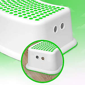 Kids Green Step Stool - Great for Potty Training, Bathroom, Bedroom, Toy Room, Kitchen, and Living Room. Perfect for Your House