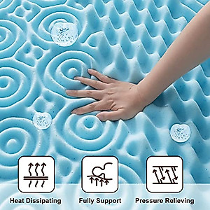 UniPon 4 Inch Mattress Topper Queen, Egg Crate Memory Foam Mattress Topper Queen,7 Zones Gel Infused Bed Topper, CertiPUR-US Certified