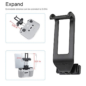 RCGEEK Tablet Clip Mount Holder Extender Kit Compatible with Air 3 / Mini 3 Pro/Mini 2 / Mavic 3 / Air 2 / Air 2S Drone Controllers Removeable Extended Stand Accessory