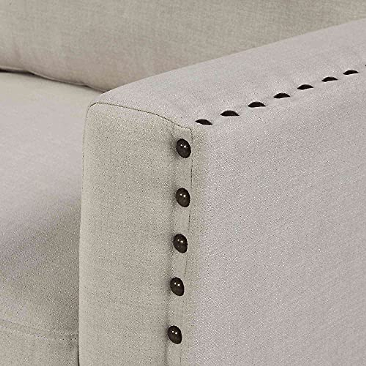 Tulib Symmetrical Sectional Sofa with Ottoman, L-Shaped Rivet Modern Upholstered Couch Set with Cushions, for Living Room, Beige