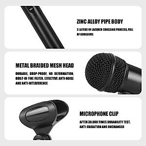 XTUGA New MI7 7-Piece Wired Dynamic Drum Mic Kit Whole Metal- Kick Bass Microphone Set Use for Drums Vocal Other Instrument Complete with Thread Clip Inserts Mics Holder