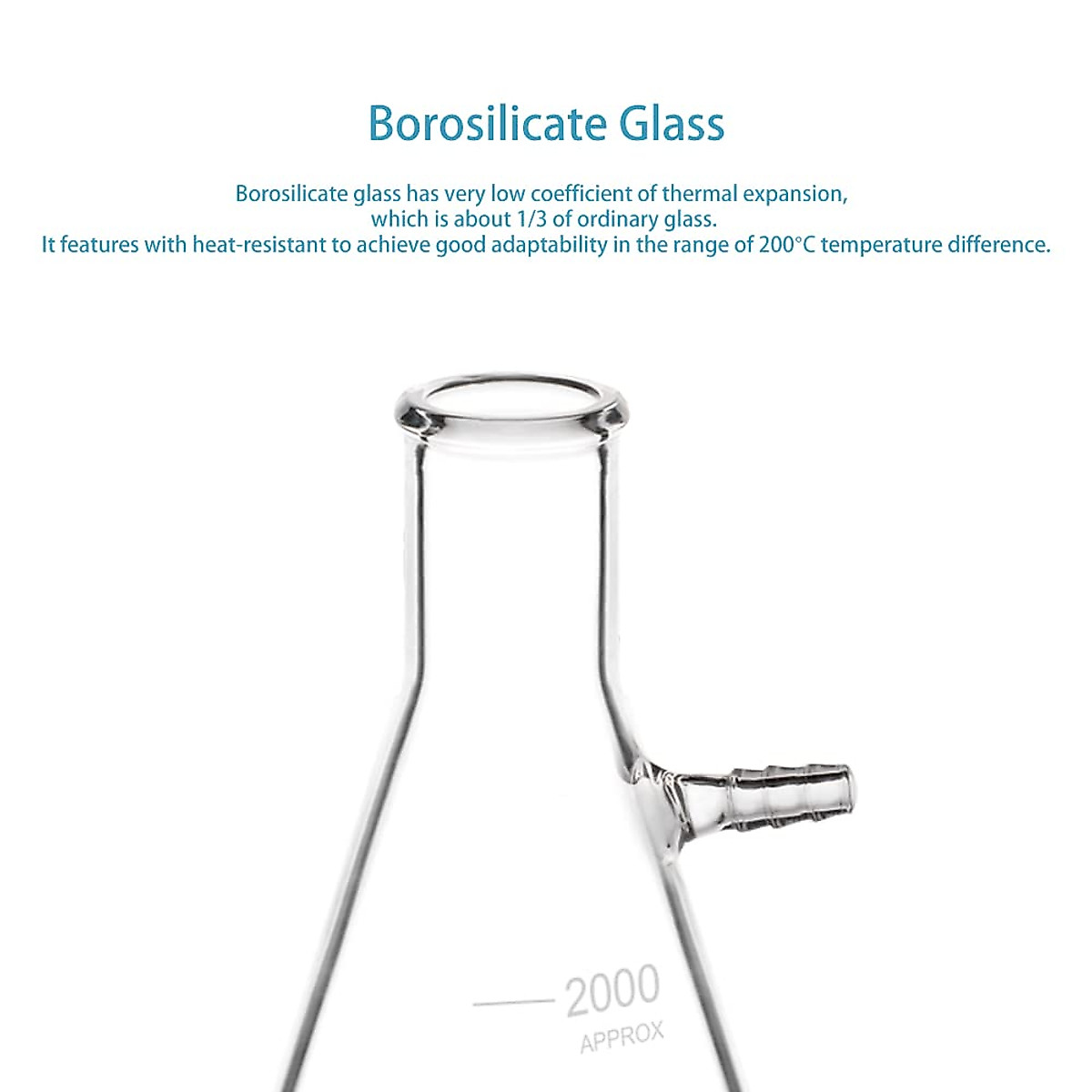 StonyLab Borosilicate Glass Filtering Flask, Bolt Neck with Tubulation (2 Pack) (2000ml)