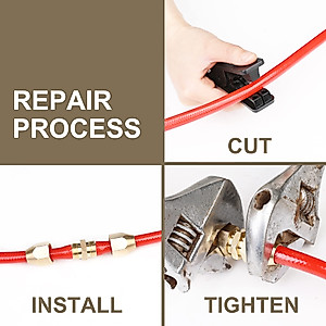 Hromee 4PCS Solid Brass Reusable Fittings For 1/4-Inch ID PU Polyurethane Hose, Air Hose Splicer End Repair Fittings