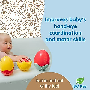 Dr. Brown's CleanUp Float & Hatch Dino Eggs Nesting Bath Toy, 6m+, BPA Free, Certified Plastic Neutral