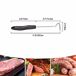Skyflame 12-inch Food Flipper, Stainless Steel BBQ Meat Turner Hook for Turning Bacon Steak Meat Vegetables Sausage Fish and More - Replaces Grill Spatula Tongs & BBQ Fork