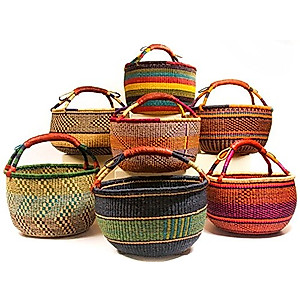 Medium Bolga African Bolga Ghana Basket Fair Trade Ghana Baskets toys Egg baskets - Medium: 11 "-13") (COLORS VARY) 1 EACH