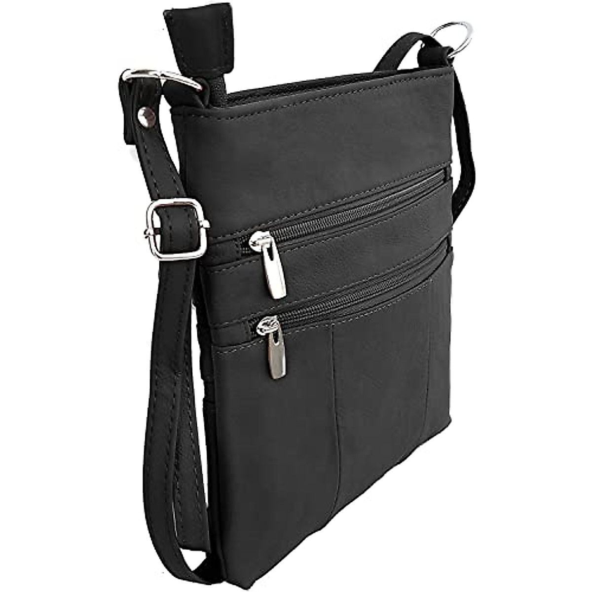 Roma Leathers Cross Body Purse - Premium Quality Leather - Designed in USA, Black