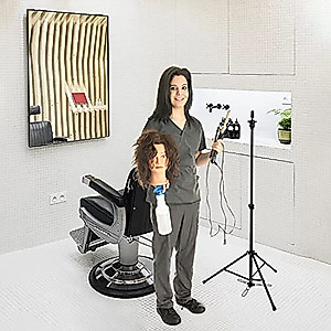 HYOUJIN Wig Head Stand Tripod Mannequin Head Stand Metal Adjustable Holder for Mannequin Head,Manikin Head,Training Head,Canvas Block Head with Wig Caps,T-Pins,Carry Bag (With Foot Panel)