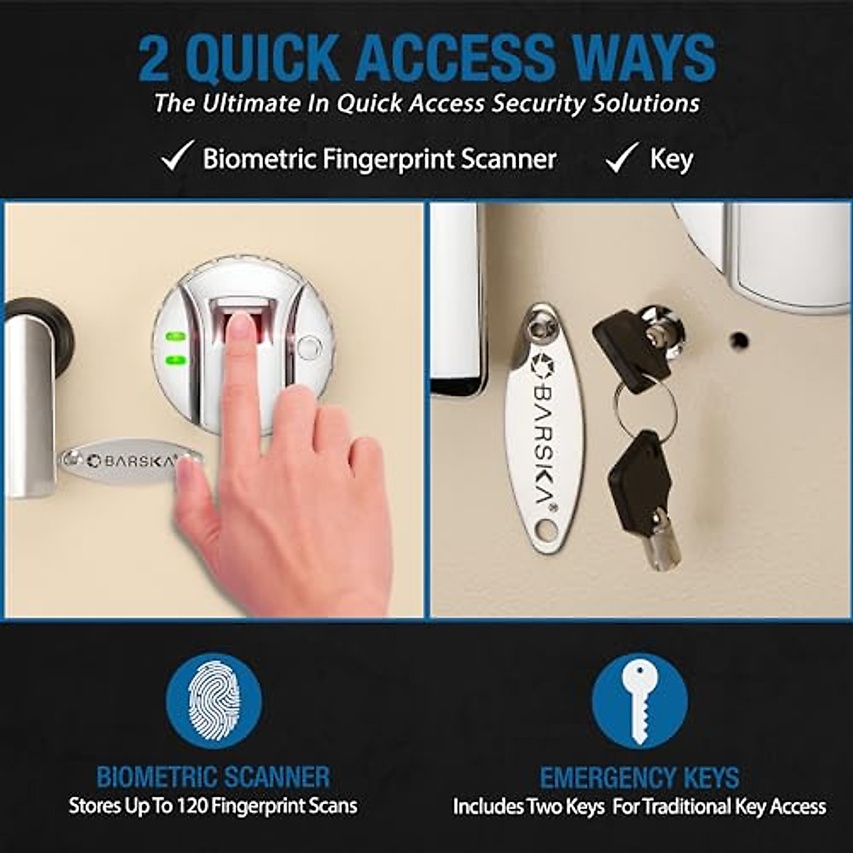 Barska Biometric Fingerprint Digital Security Hidden In Wall Safe Between Standard Wall Studs 0.83 Cu Ft - Left Opening