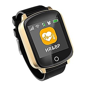 ZUONU Smart Watch Phone Elder SOS GPS Tracker Heart Rate Detection Watch Men Fall Alarm Smartwatch 600mah Pk D100 Watch (Color : Gold)