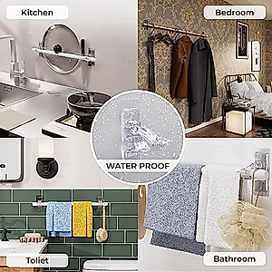 Antimbee 12 Pcs Adhesive Curtain Rod Holder, Stick on Wall Curtain Rod Hanging Bracket for Window, Shower