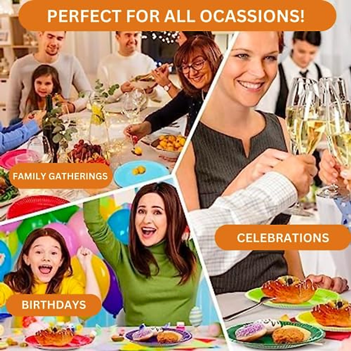 Disposable Eco-Friendly Party 9" Paper Plates Assorted Colors 20ct (White)