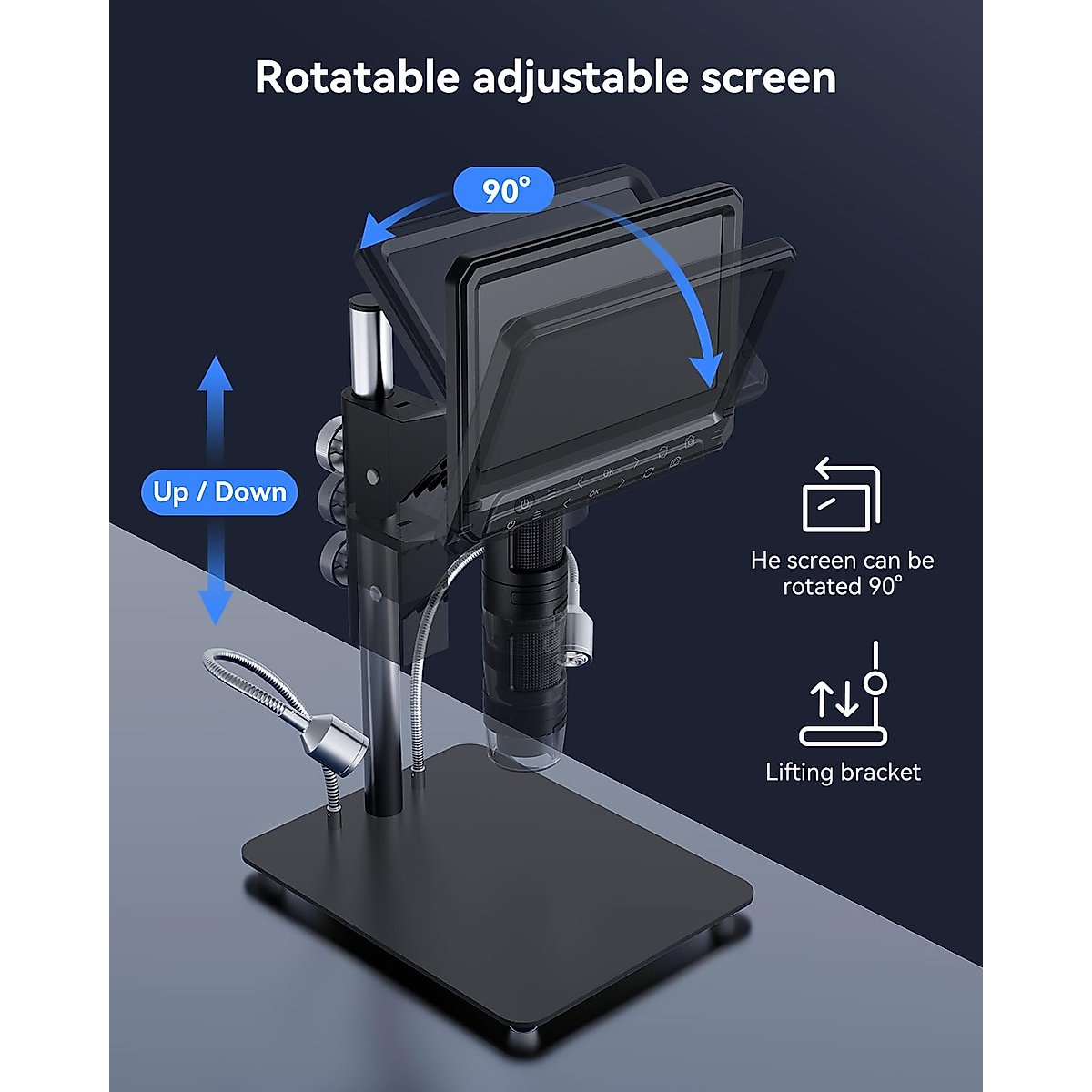 7" LCD Digital Microscope, Coin Microscope with 12MP Camera 10-1200X, 1080P Video/Photo, SKYEAR USB Microscope for Windows/MacOS, 2 Fill Lights, Wireless Remote, Microscope for Adults