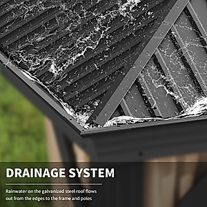 Greesum 12'x16' Hardtop Metal Gazebo, Outdoor Galvanized Steel Double Roof Canopy, Aluminum Frame Permanent Pavilion with Netting and Curtains for Lawns, Patio, Backyard and Deck