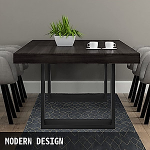 VEVOR Set of 2 Steel Table Legs, 28''Height 24''Wide Dining Table Legs, Heavy Duty 3.1" Width Box Section Square Table Legs, 28x24x3.1 Inch Black Color Industrial Country Style Metal Dining Legs