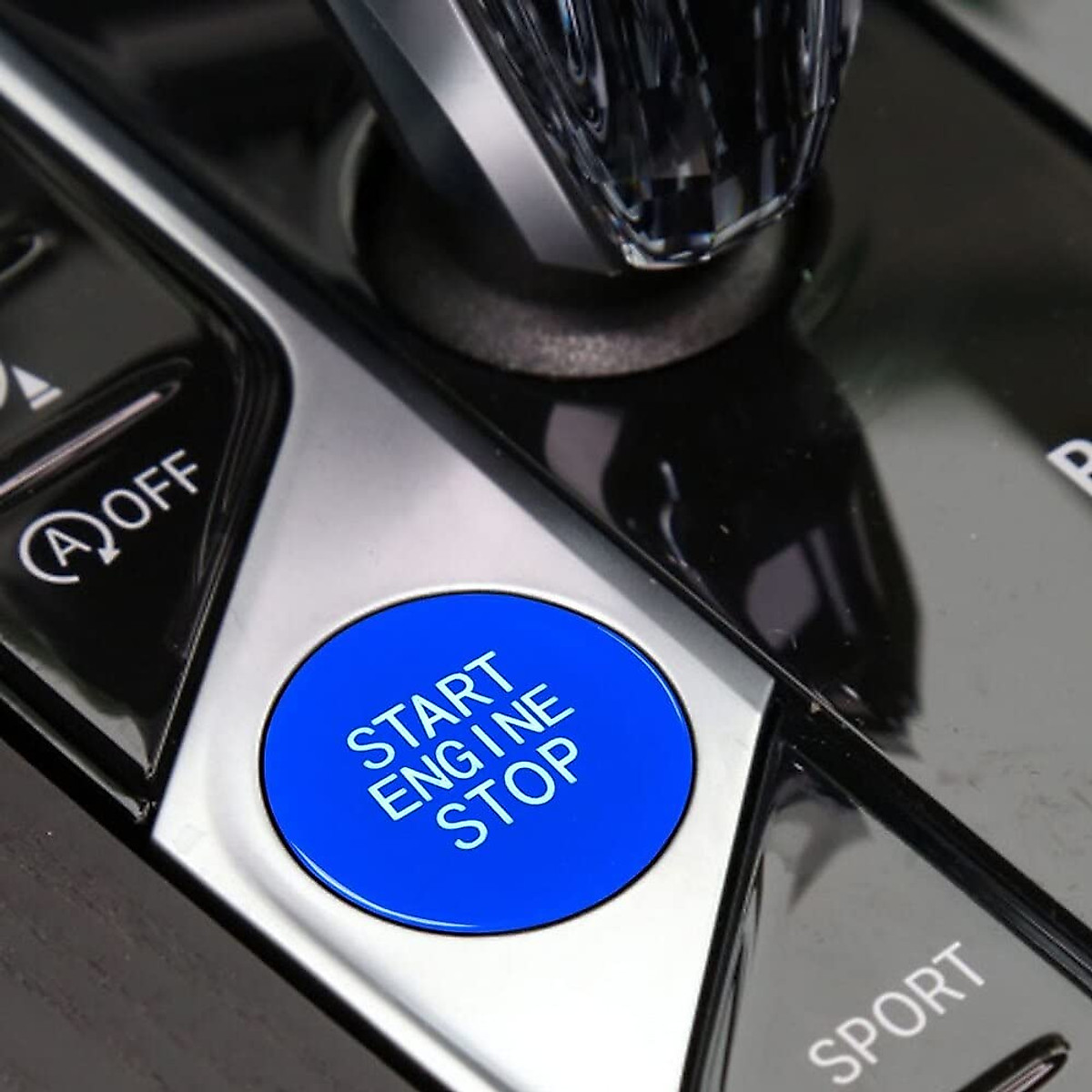 CHEYINGCHIDIY Blue Car Engine Start Stop Switch Ignition Button Cover Replacement Compatible with BMW 1 2 3 4 8 X5 X6 X7 Z4 Series F40 F44 G20 G22 G14 G05 G06 G29