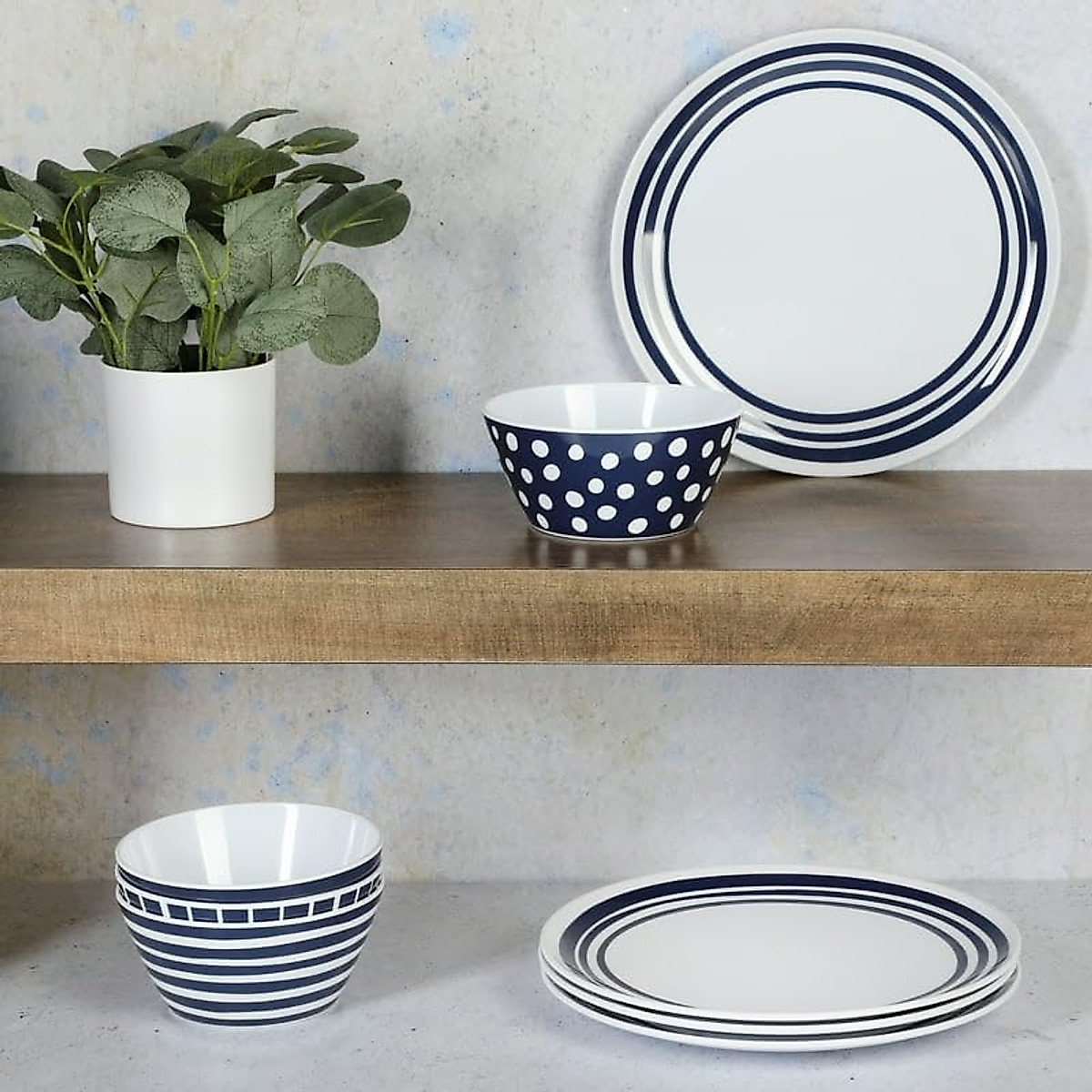 MBBJM Home 8-Piece Dinnerware Set Vintage Ceramic Cutlery Set with Dipping Saucer and Bowl Dinner Plate Dessert Plate Set