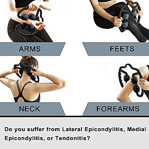 Muscle Roller, Trigger Point Muscle Roller for Calf, Leg, Arm, Tennis Elbow and Golfer Elbow, Foam Roller Deep Massage Tool for Relieve Muscle Soreness, Stiffness and Tight Muscles (Black)