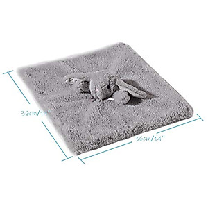 CREVENT Cozy Plush Baby Security Blanket Loveys for Baby Boys and Girls, Faux Fur Front + Mink Backing with Animal Face (Grey Bunny)