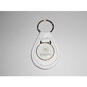 ELDORADO SEVILLE DEVILLE FLEETWOOD CALAIS ALLANTE LOGO LEATHER KEYCHAIN - WHITE