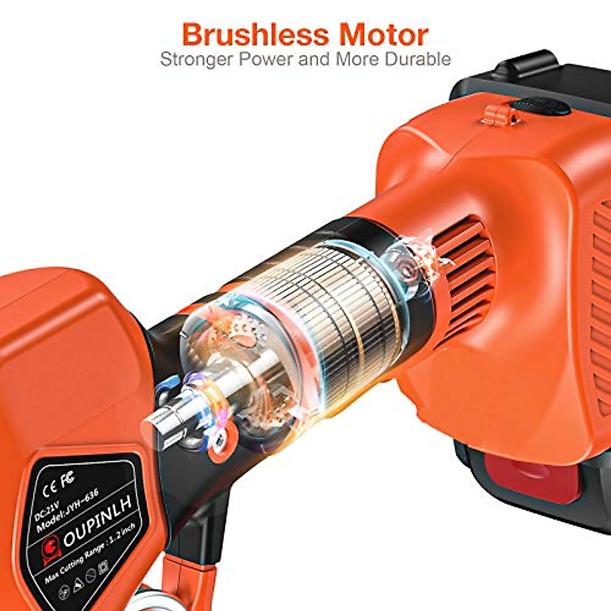 OUPINLH Electric Pruning Shears with 2 Pcs 21V Compact Battery 2000mAh 1.2 Inch(30mm) Cutting Diameter Cordless Battery Powered Pruner for Garden Branch 6-8 Working Hours