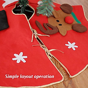 Christmas Tree Skirt Tree Cover Tree Mats Red Luxury Velvet Plush Fur Skirts Decorations for Xmas New Year Holiday Party