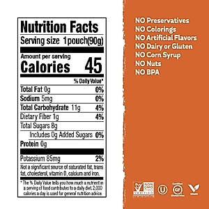 Buddy Fruits Pure Blended Fruit and Veggies Apple, Peach and Carrot Applesauce | 100% Real Fruits & Veggies | No Sugar, Non GMO, Vegan, No Preservatives, Certified Kosher | 3.2oz Pouch 18 Pack