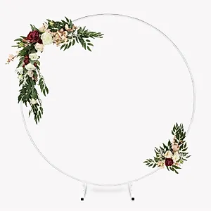 6.6FT White Round Backdrop Stand for Parties, Circle Wedding Arch Ring Backdrop Stand, Metal Balloon Flower Arch Holder Stand for Wedding,Birthday Party,Baby Shower…