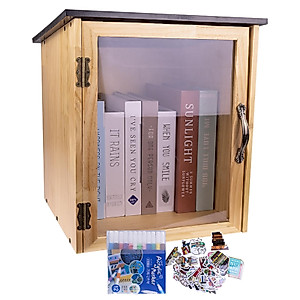 WodGod Little Library Box Outdoor, Little Library Free Library Outdoor Box Storage, Free for Neighborhoods, Community, Sharing Books, Literature, Newspaper etc.(1 Pcs Sticker for DIY)
