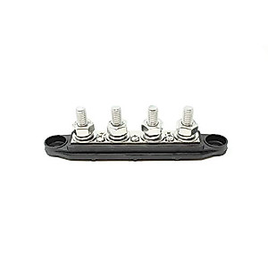 4 Post Power Distribution Block Bus Bar with Cover - Made in The USA - 250 Amp Rating - Marine, Automotive, and Solar Wiring (3/8 - Black)
