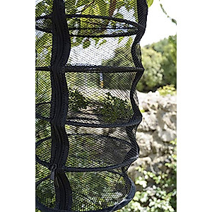 9 Inch 5 Level Micro Hanging Dry Net Indoor/Closet Drying Rack for Herbs, Plants, Organizer, Freshner - Black Mash Screen with Top-to-Bottom Zipper - Apartment Size with Zipped Storage Pouch