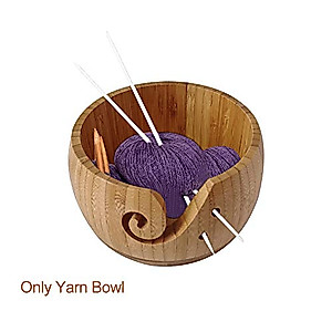 KASCLINO Yarn Bowl for Knitting, Wooden Handmade Yarn Wool Storage Bowl for Knitting Crocheting, Craft with Lid Portable Wool Storage Round Basket DIY Accessories(Blue)