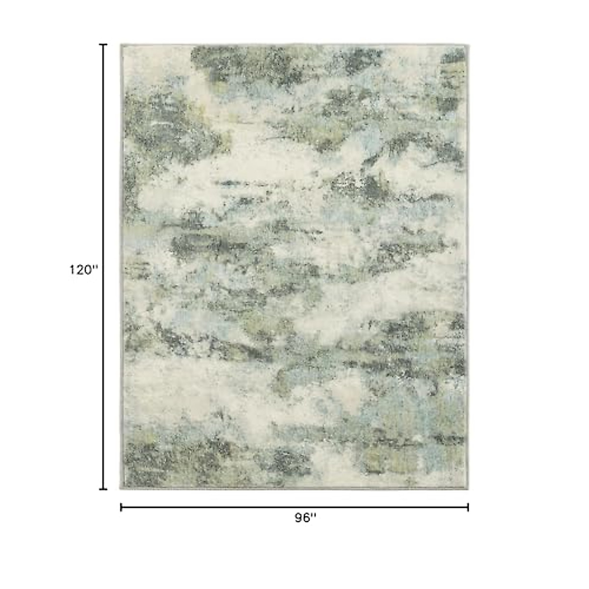 Carvapet Washable Rug 8x10, Green Modern Abstract Area Rugs, Low Pile Rugs with Rubber Backing, Stain Resistant Rugs for Living Room, Foldable Machine Washable Area Rug