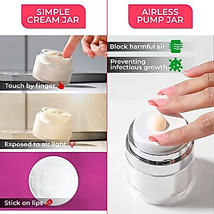 BRONZ 3 Pcs Airless Pump Jar, 0.5/1.0/1.7 Oz Refillable Moisturizer Container Vacuum Bottle with Lid, Travel Size Leak Proof Empty Container with Moisturizer Pump Dispenser for Makeup Lotion