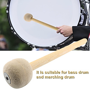 Jiozermi 2 Pcs Drum Mallet 13.22 Inches Length, Wool Felt Drum Stick, Anti-slip Bass Percussion Sticks, Instrument Band Accessory Part for Drums Snare Drums, Beige