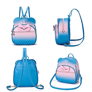 KL928 Girls Mini Backpack Bowknot Polka Dot Cute Daypacks Convertible Shoulder Bag Purse for Women