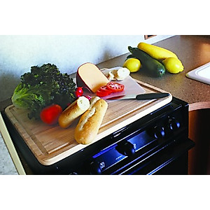 Camco - 43753-A Hardwood Cutting Board and Stove Topper With Non-Skid Backing, Includes Flexible Cutting Mat