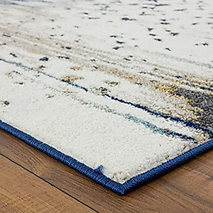 LUXE WEAVERS Artistic Blue 8x10 Abstract Area Rug, Non-Shedding Medium Pile Rug for Modern Coastal Décor